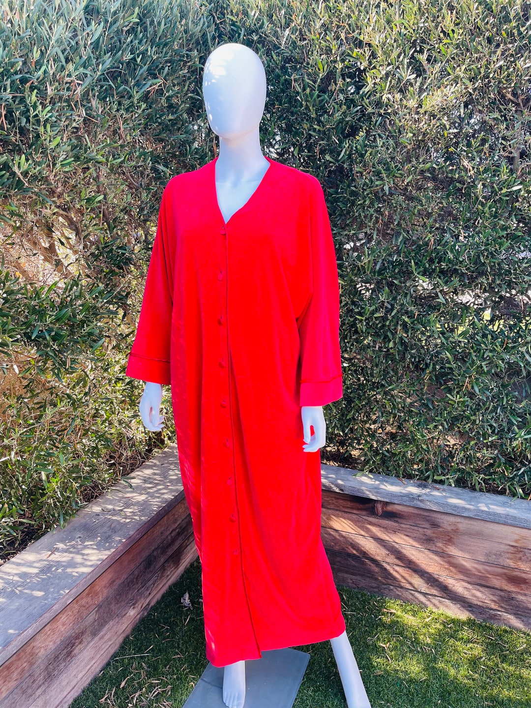 Diamond Tea Red Button Down Robe/ Dressing Gown - Etsy