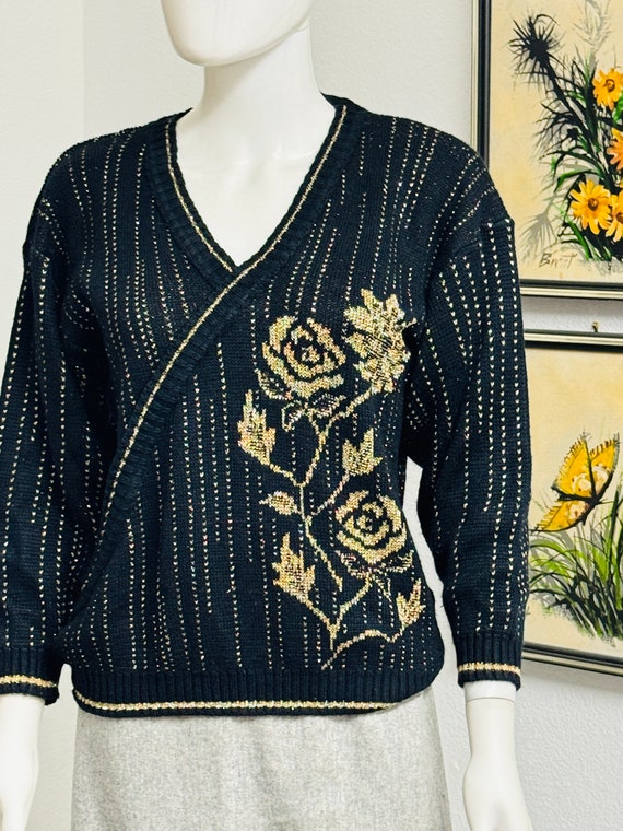 1980’s Ellen D. black and Gold Sweater - Gem