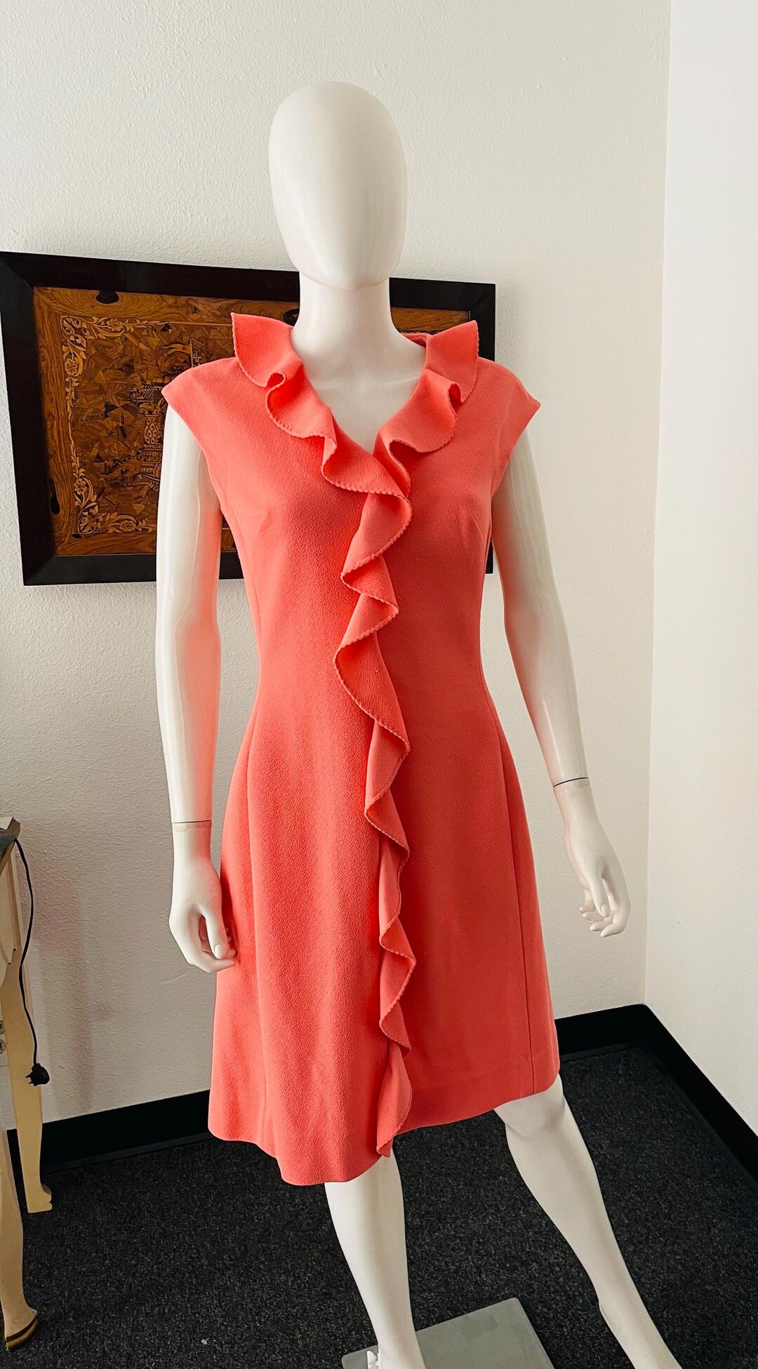 Vintage Edith Flagg Ruffled Coral Dress - Etsy