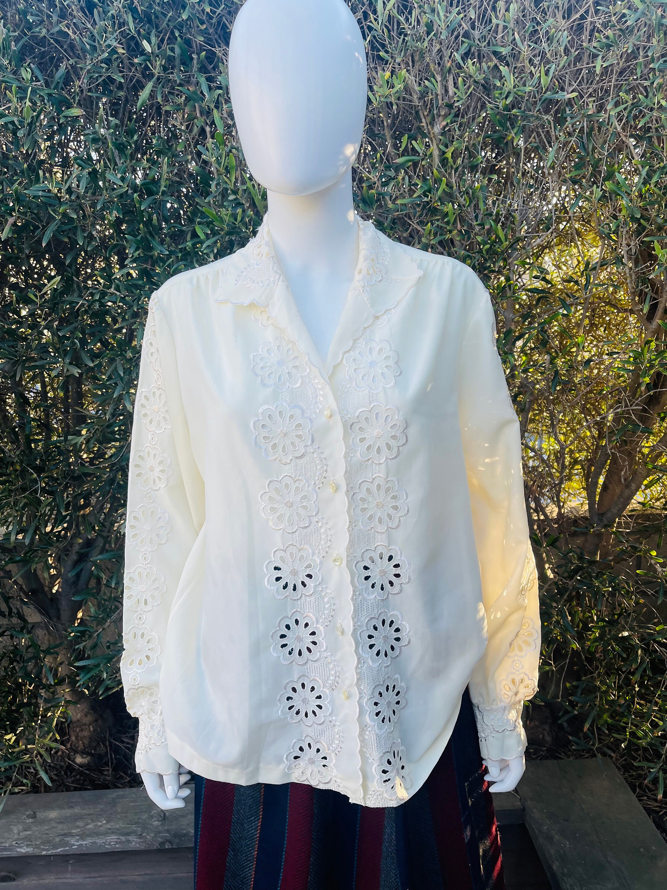 Vintage Lee Mar Pageant Floral Cut Out Blouse - Etsy