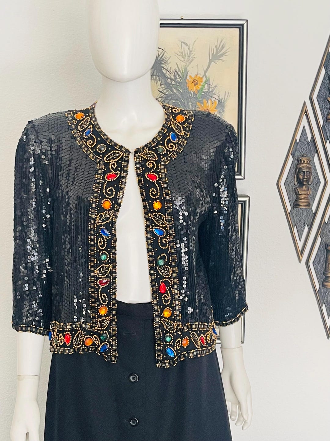 Sequence Cropped Jacket With Jewels - Etsy