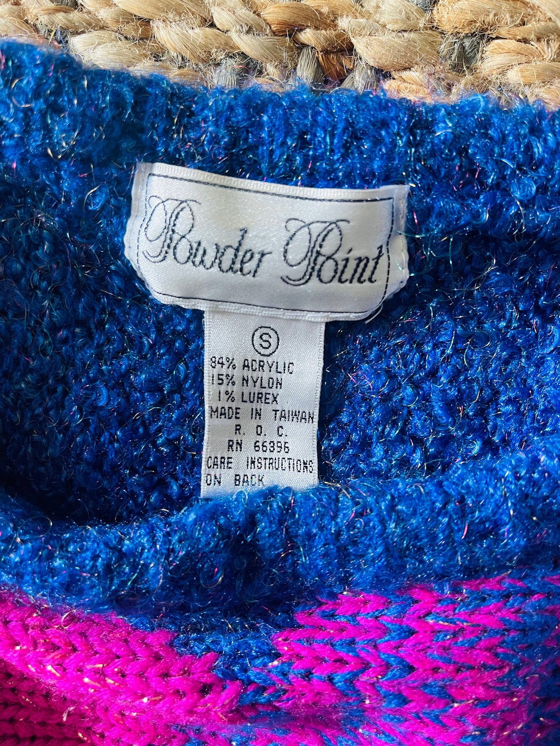 Powder Point 1980s Blue and Pink Sweater - Etsy