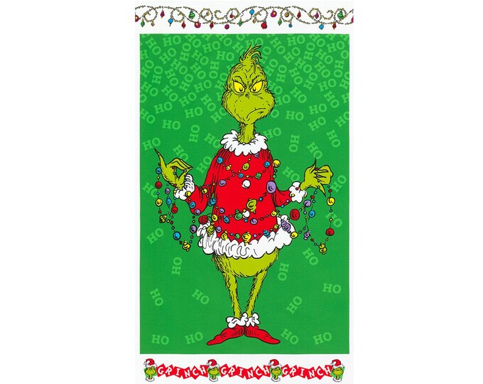 Grinch Fabric Panel 23.5 X 43 Robert Kaufman How the Grinch Stole ...