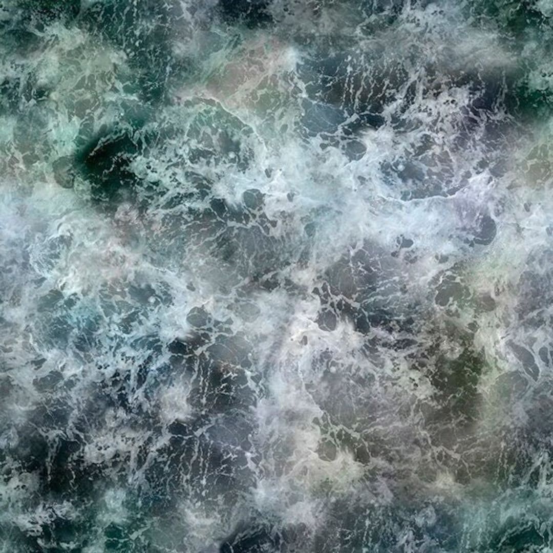 Ocean Fabric by the Yard Sea Salt Hoffman Waves Stone Green 100% Cotton ...