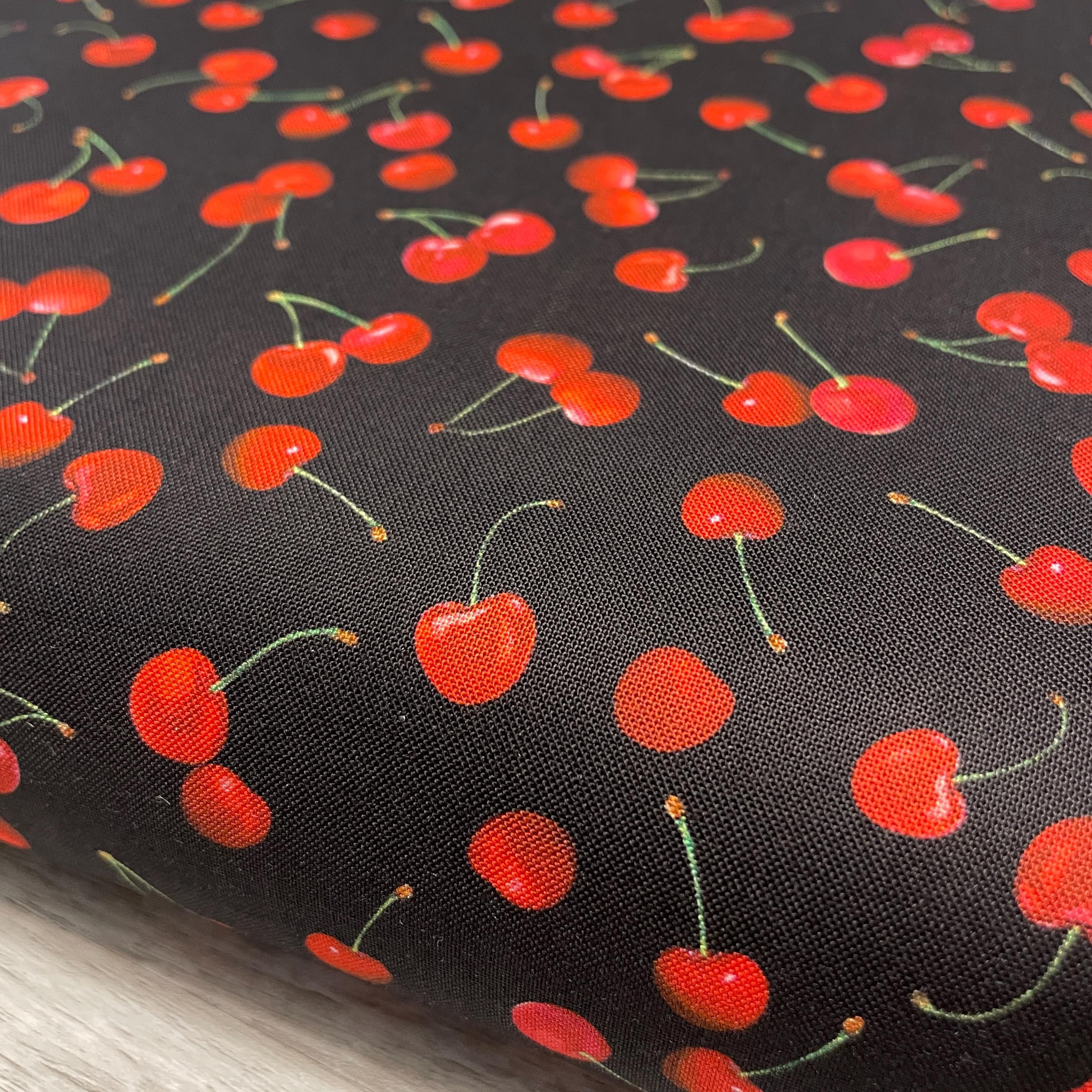 Cherry Fabric - Cute Cherries Black - 100% Cotton - Kanvas Studios for ...
