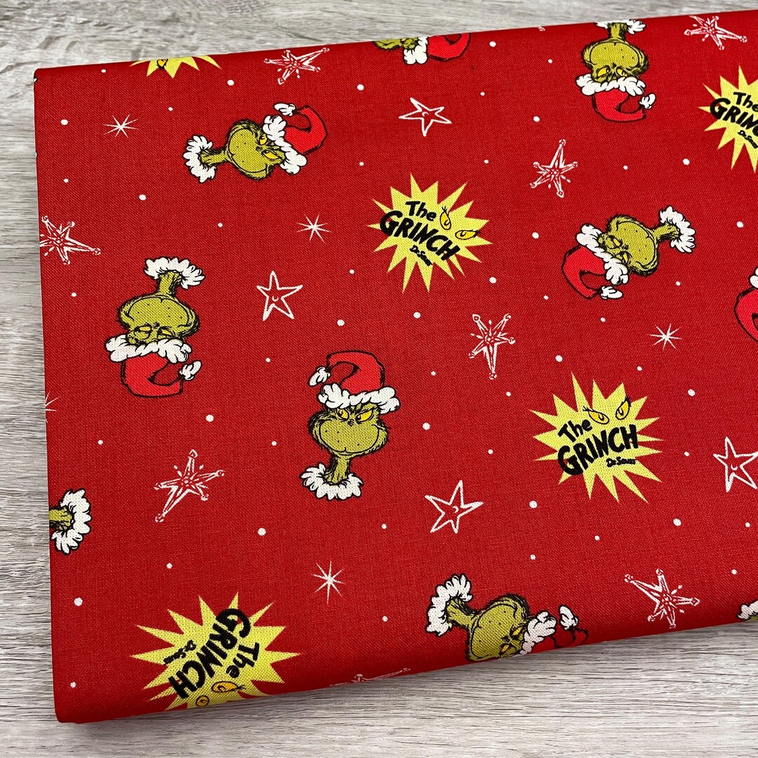 Grinch Fabric Head Toss How the Grinch Stole Christmas 100% Cotton ...