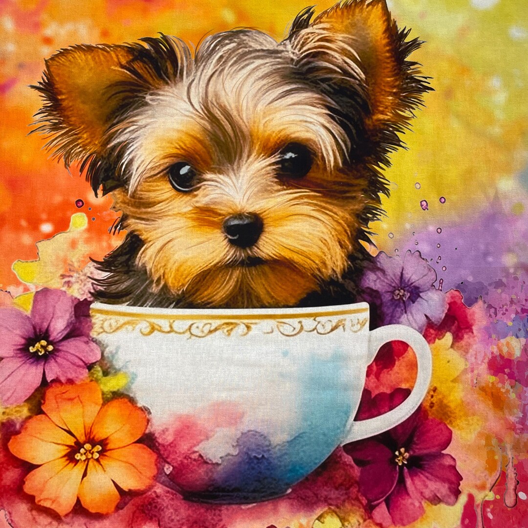 Yorkie Fabric Panel 35.5 X 44 100% Cotton David Textiles Exclusive ...