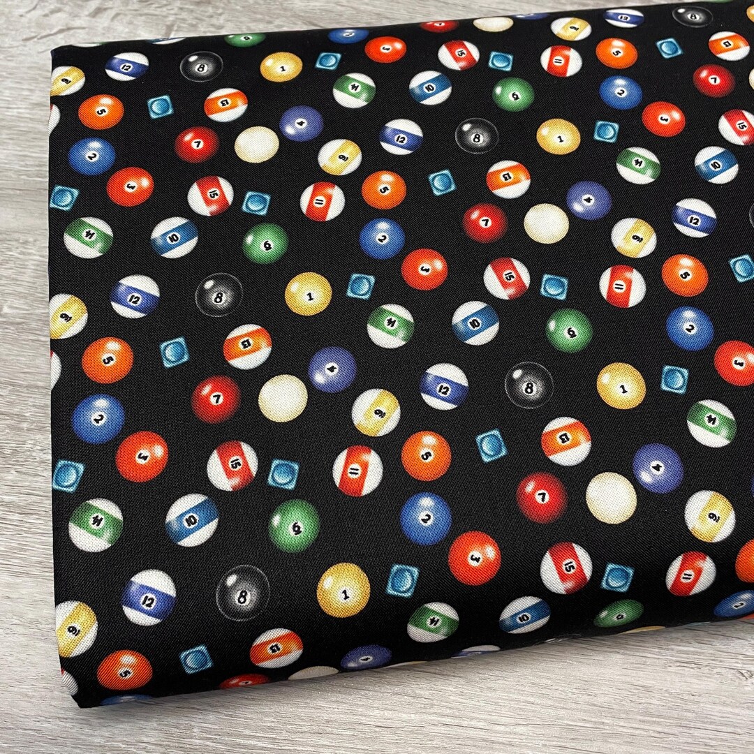 Billiard Balls Fabric - Michael Miller - 100% Cotton - Pool Table Hobby ...