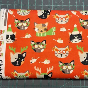 Christmas Cat Fabric 100% Cotton Quilting Fabric Cat Masquerade by ...