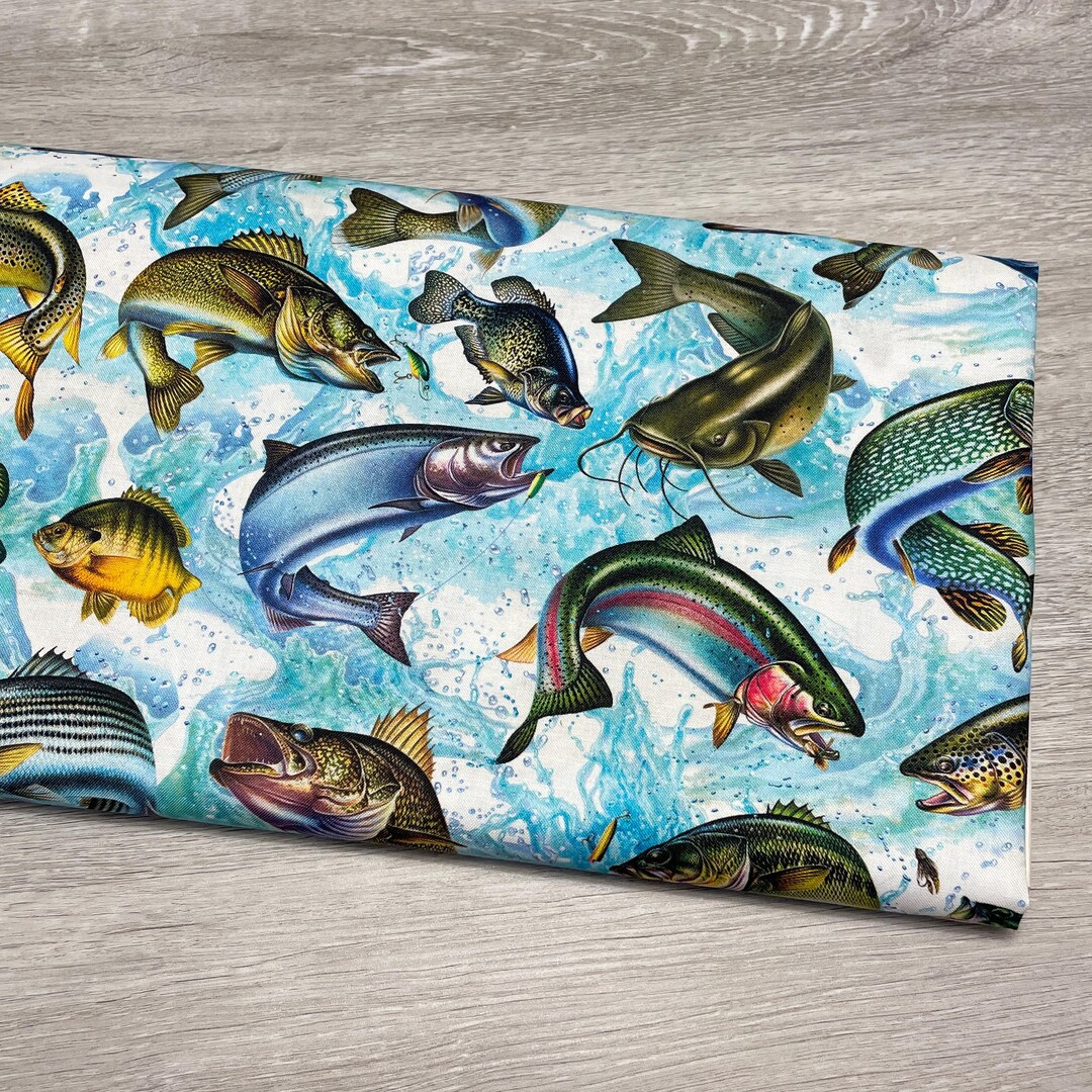 Fishing Fabric - David Textiles Exclusive Print - Freshwater Fish ...