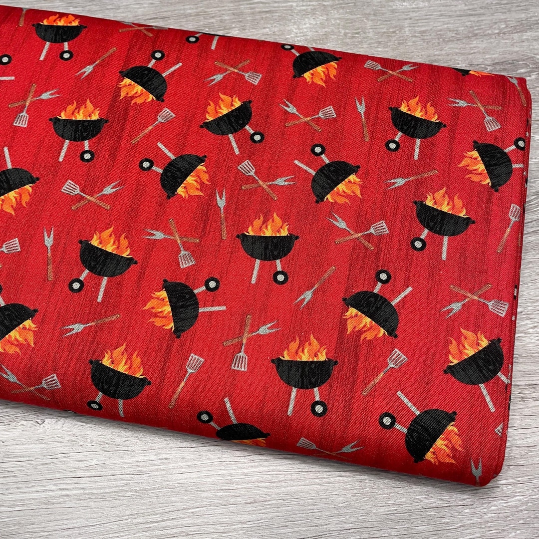 BBQ Grill Fabric - Michael Miller - 100% Cotton - Chill and Grill ...