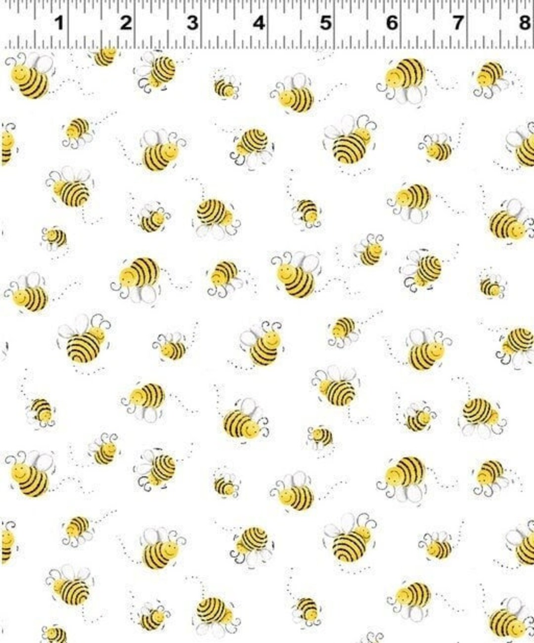Bee Fabric by the Yard White Susybee Clothworks 100% Cotton Fabric Susy ...