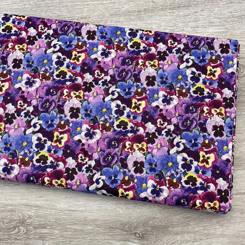 Fabric With Pansy Flowers - Etsy