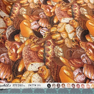 Bread Fabric Food Festival Collection by Elizabeth Studios 100% Cotton ...