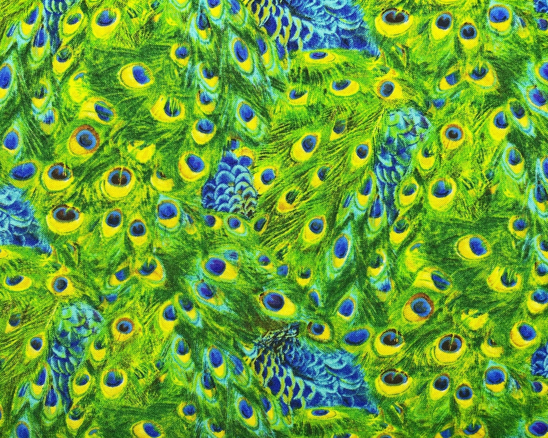 Peacock Fabric Elizabeth's Studio 100% Cotton Peacock Quilt Plume Print ...
