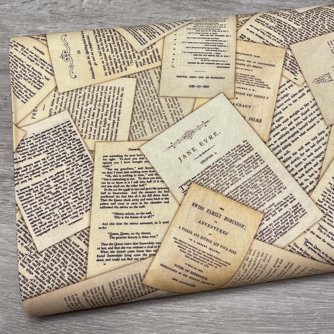Classic Book Page Fabric - Robert Kaufman Library of Rarities - 100% ...