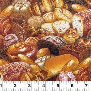 Bread Fabric Food Festival Collection by Elizabeth Studios 100% Cotton ...
