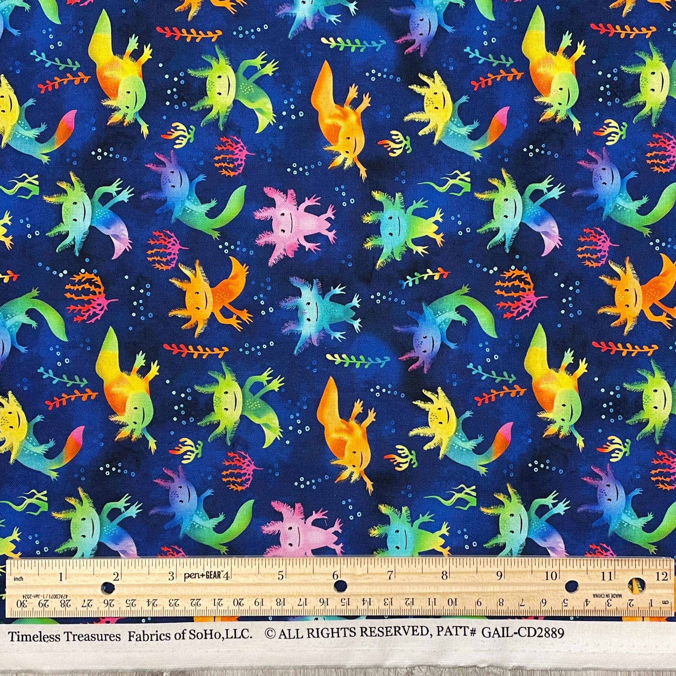 Cute Axolotl Salamanders Fabric - Timeless Treasures - 100% Cotton ...