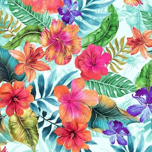 Hibiscus Fabric - Timeless Treasures - 100% Cotton Fabric - Paradise ...