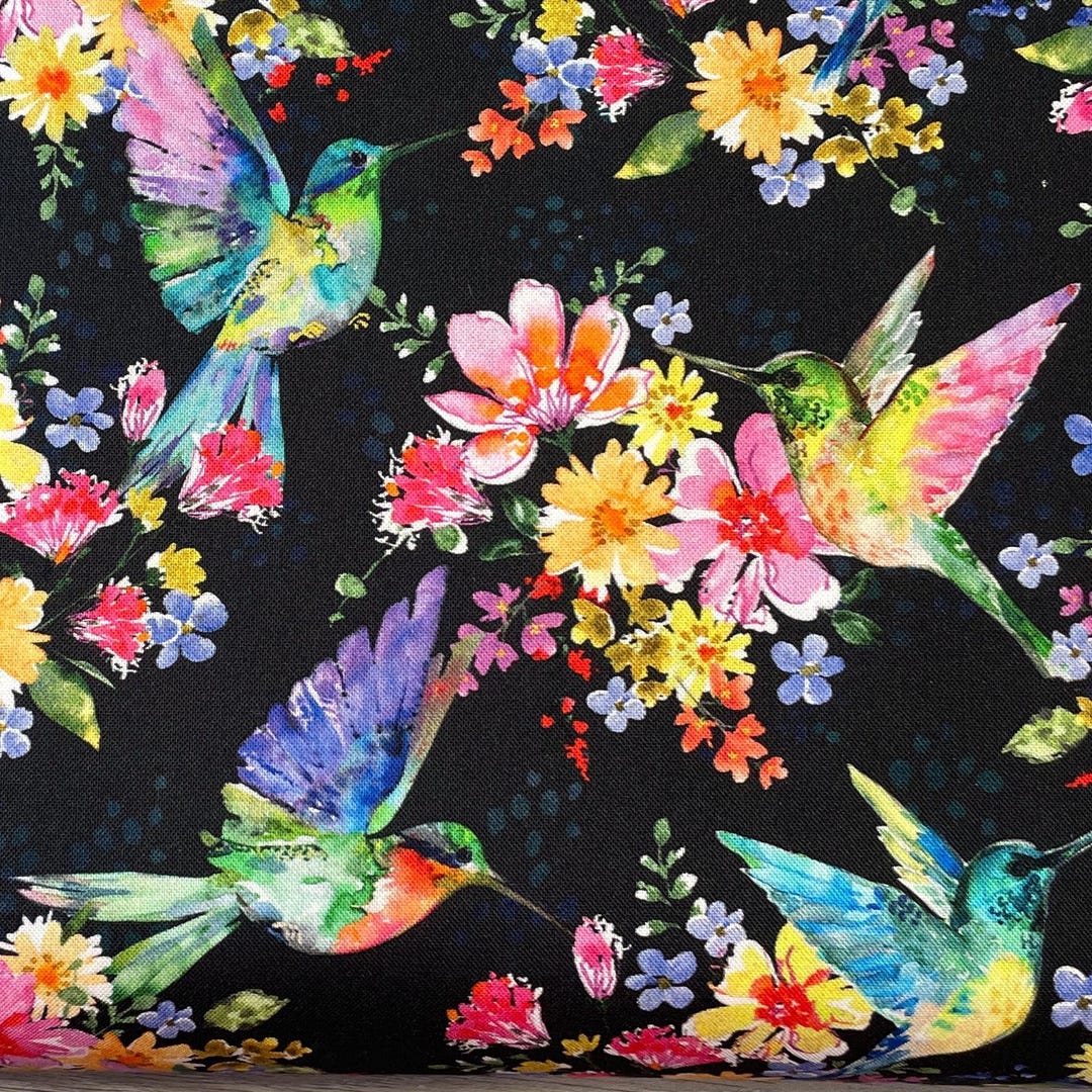 Humming Bird & Florals Fabric - 100% Cotton - A Hummingbird's Charm by ...