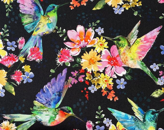 Humming Bird & Florals Fabric - 100% Cotton - A Hummingbird's Charm by ...