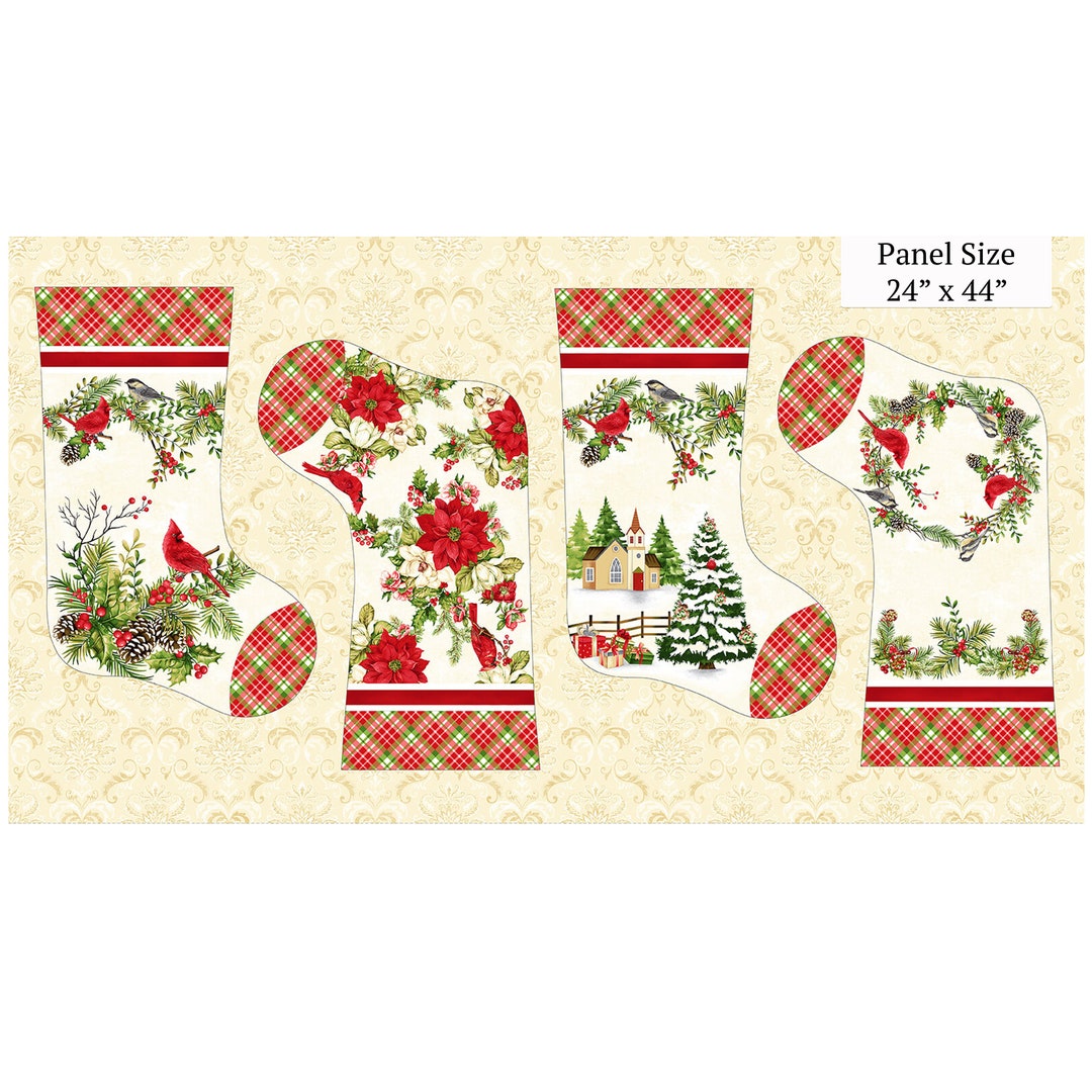 Christmas Stocking Fabric Panel 24 X 44 Holly - Etsy