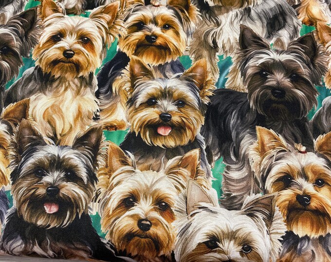 Yorkies Fabric - Parti Biewer Yorkie plaid Xl by Catialee - Yorkshire ...