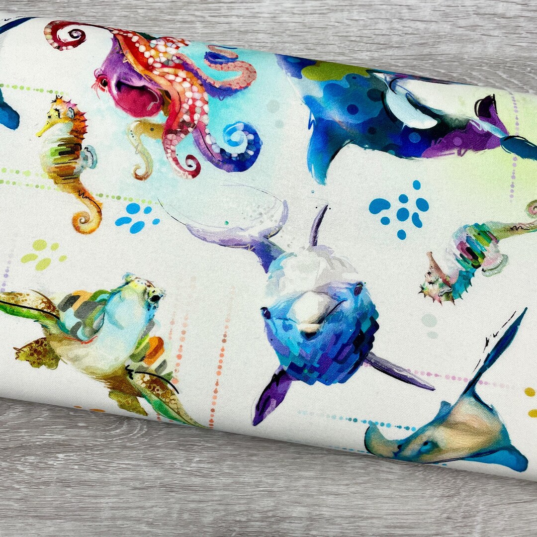 Sea Life Fabric - Shining Sea - Studioe Fabrics - 100% Cotton - Ocean ...