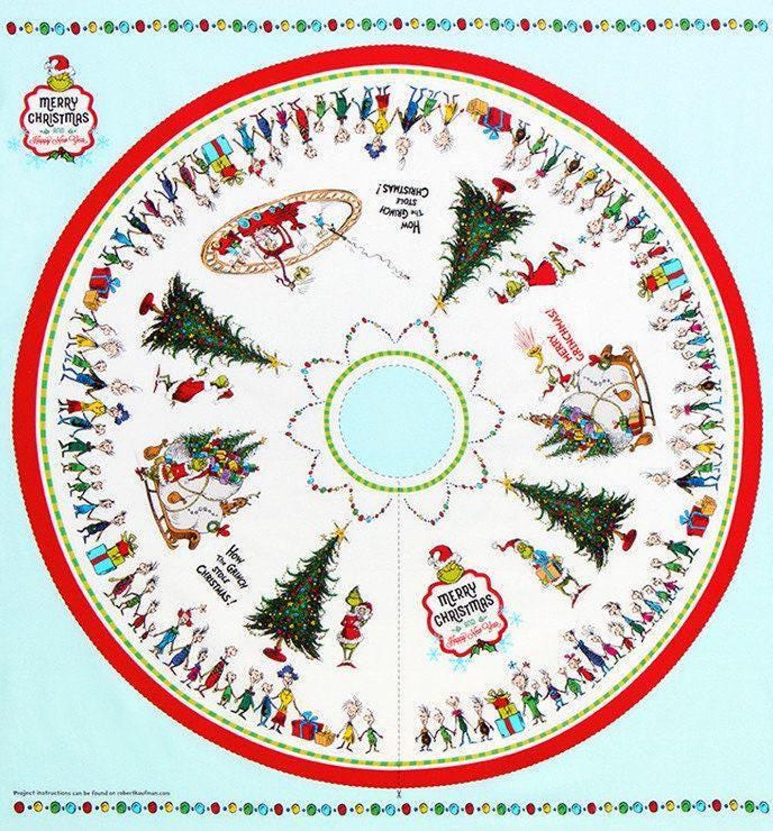 Grinch Tree Skirt Fabric Panel - YOU SEW - 46" X 44" - Robert Kaufman ...