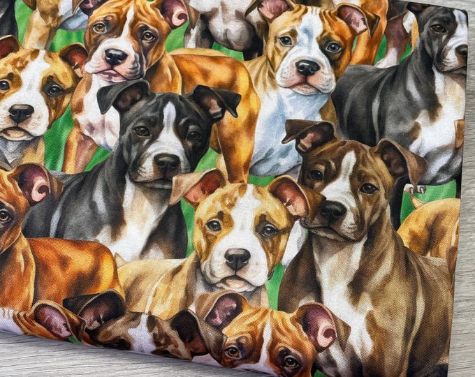 Pitbull Fabric Pitbulls in Pjs Fabric Cute Pitbull Dog Design by ...