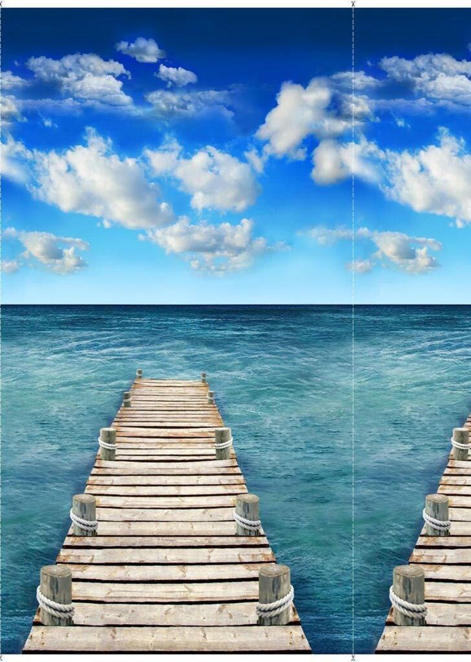 Ocean Fabric Panel 23" X 44" - Scenic Sea Boardwalk - Take Me Away ...