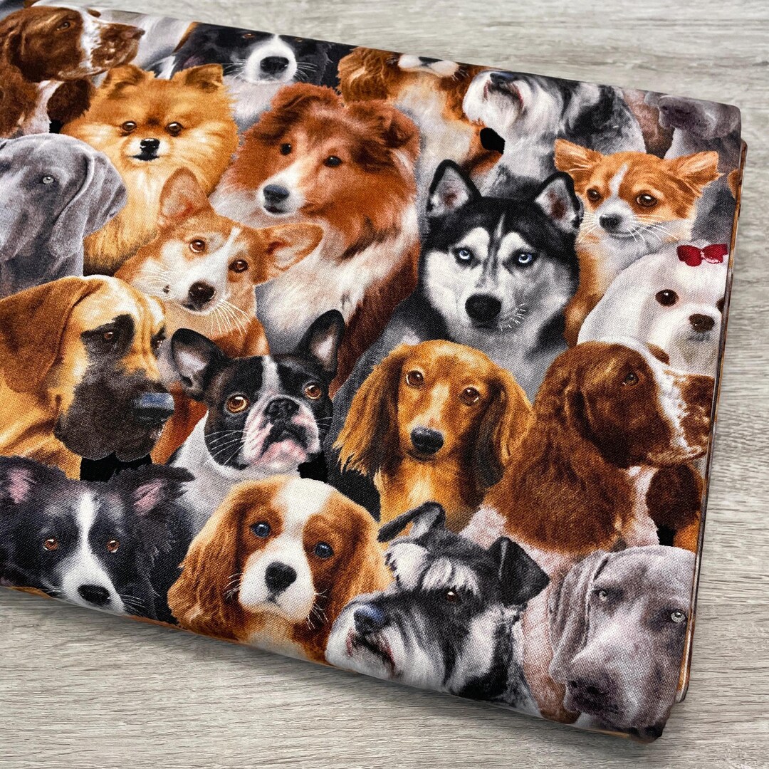Cotton Dog Fabric - 1314-black - Elizabeth's Studio - Pet Puppy ...