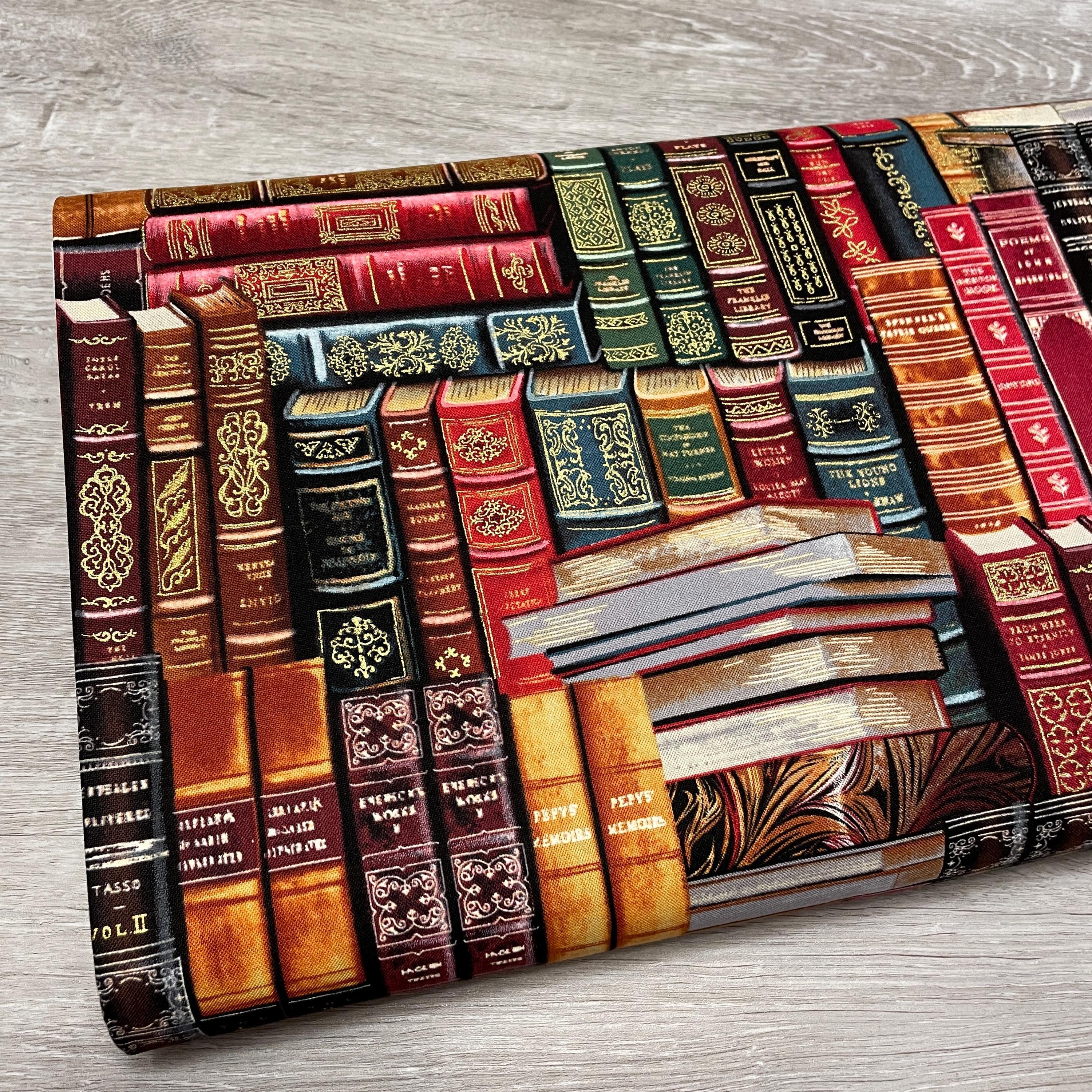Vintage Library Book Fabric - METALLIC - 100% Cotton - Timeless ...