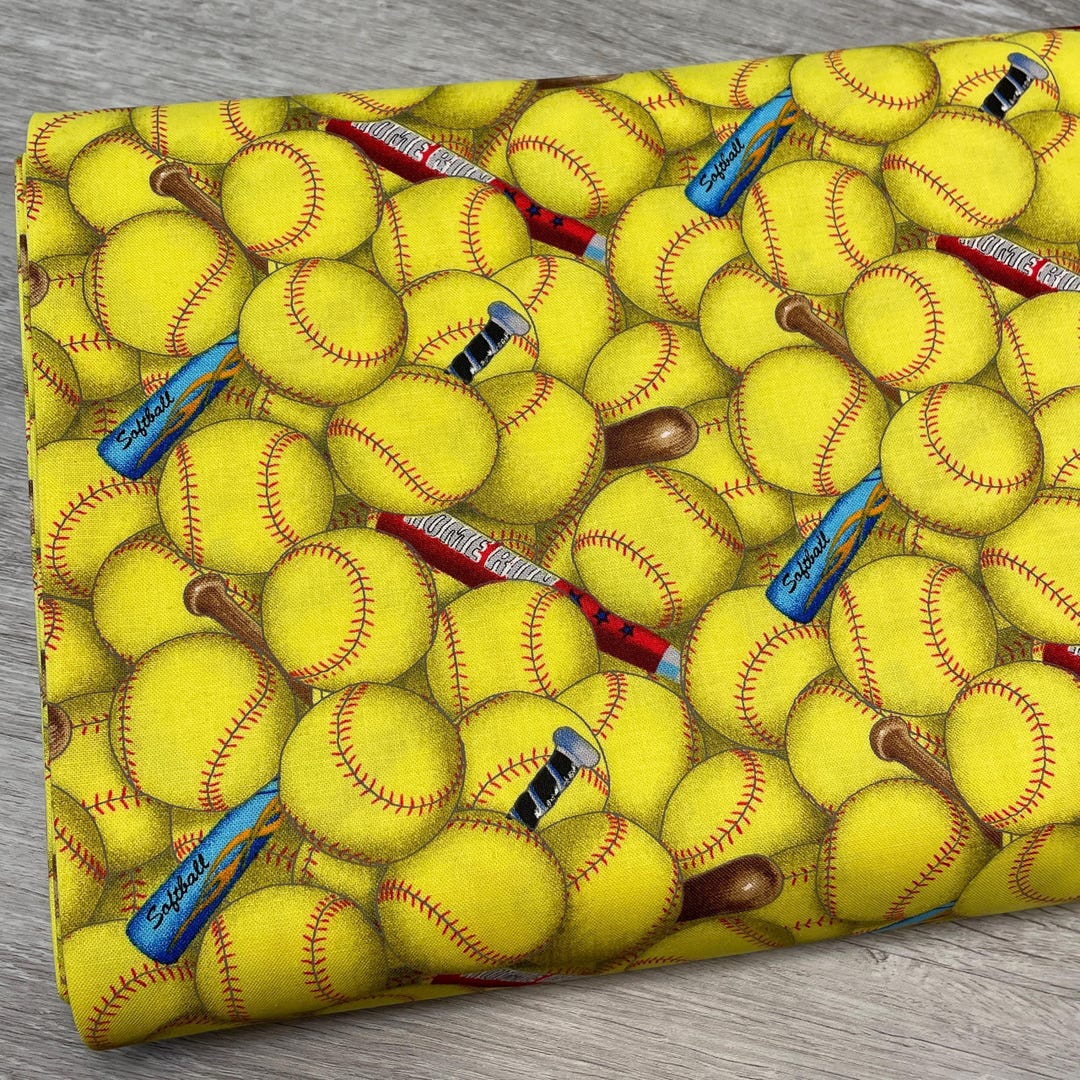 Softball Fabric by the Yard - Sports Collection - 100% Cotton Fabric ...