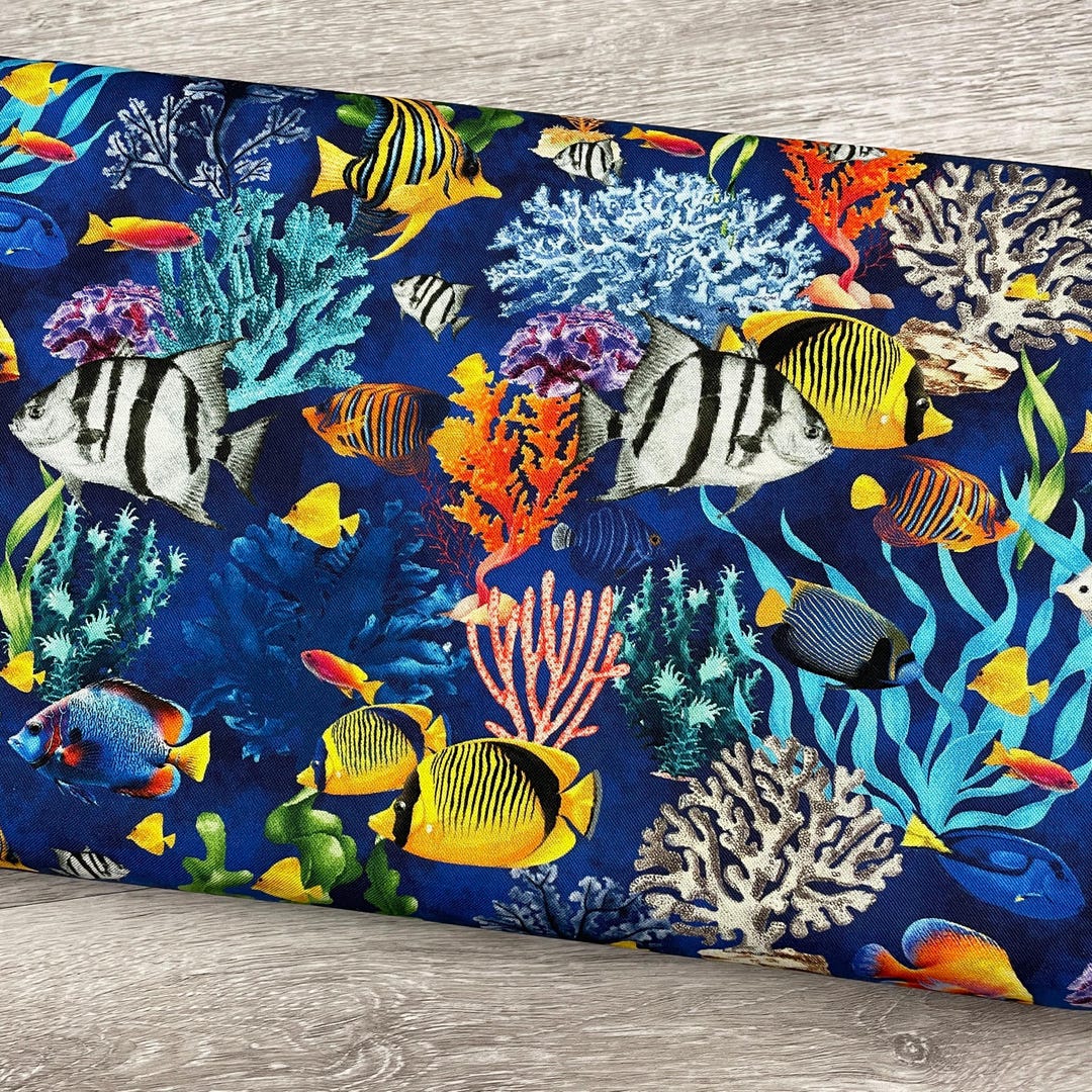 Coral Reef Life Timeless Treasure Fish Fabric 100% Cotton Ocean Fabric ...