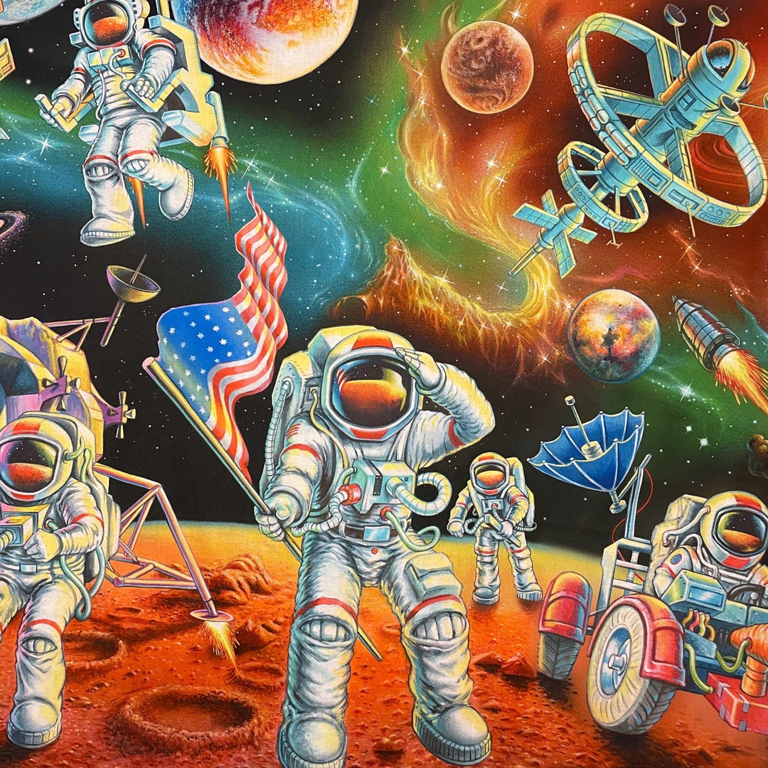 Astronaut Panel - 36" X 44" Moonwalkers - Final Frontier - Michael ...