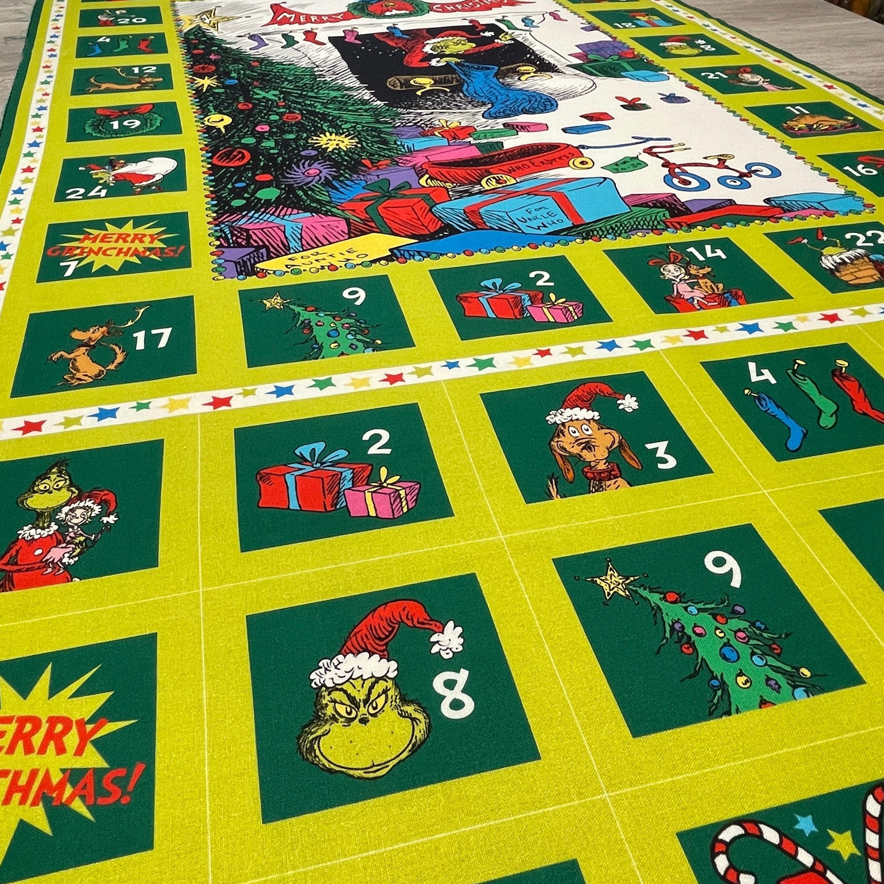 Grinch Advent Calendar Fabric Panel - 24" X 44" - Robert Kaufman - How ...