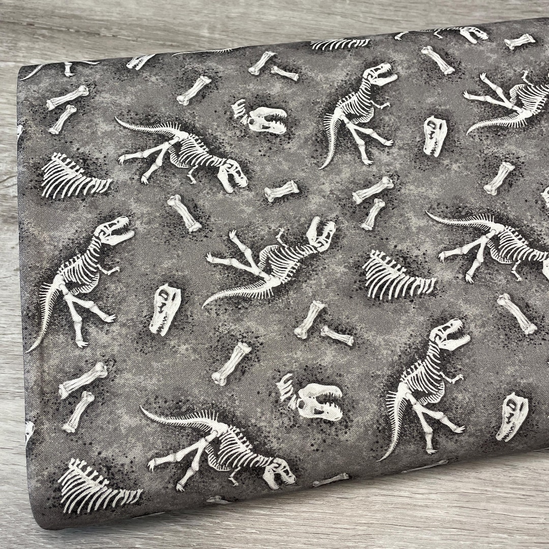 Dinosaur Fabric - Gray - Michael Miller Dinosaurs - 100% Cotton ...