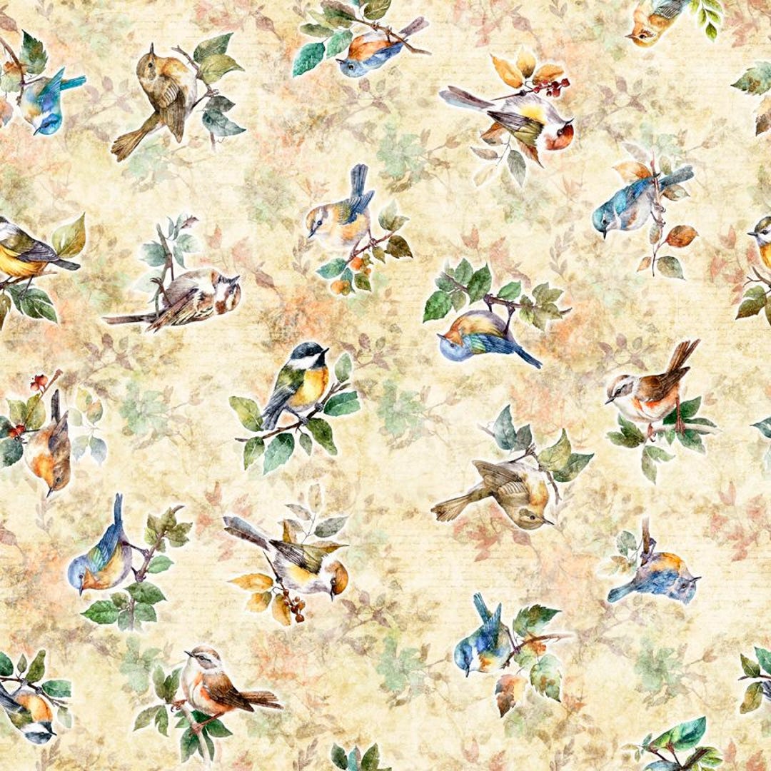 Floral Bird Fabric - Birdsong Collection - QT Fabrics - 100% Cotton ...