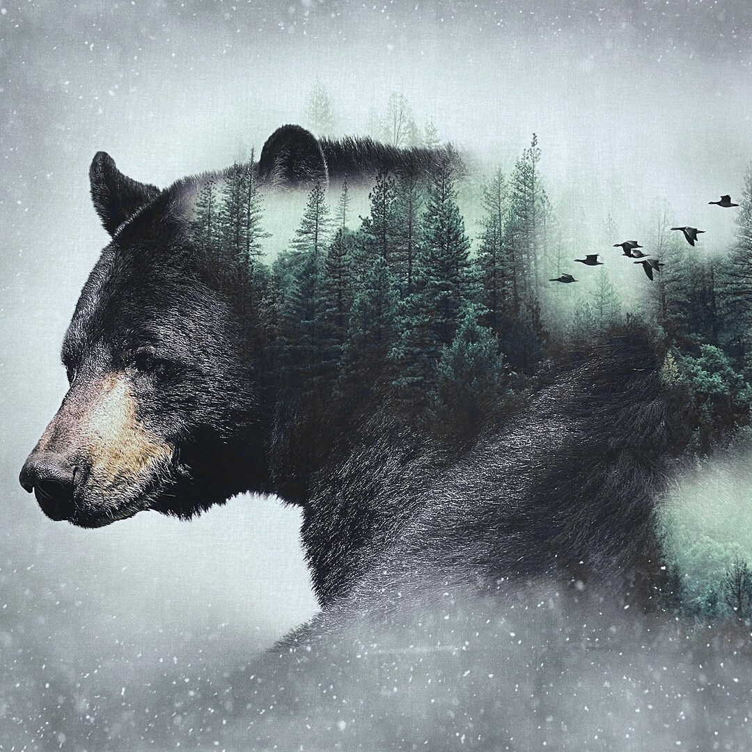 Bear Panel 27 X 42 1/2 Wide 100% Cotton Call of the Wild Hoffman Fabric ...
