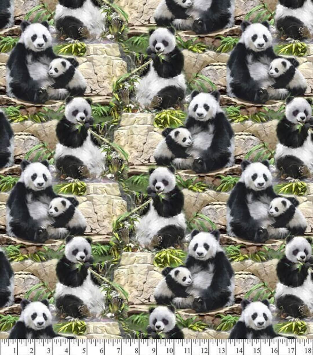 Panda Family Fabric by David Textiles 100% Cotton Fabric Baby Panda ...