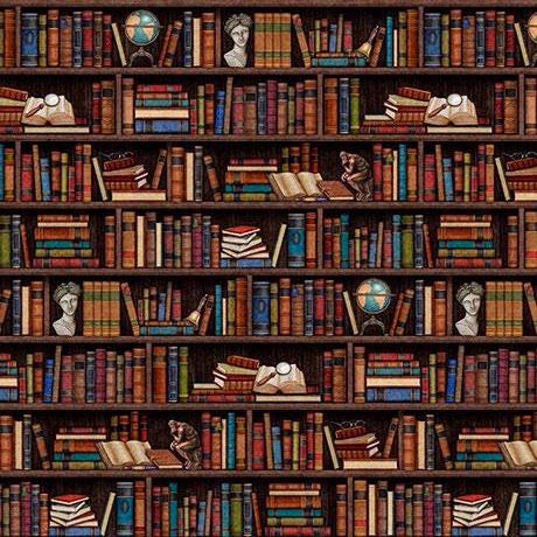 Library Book Fabric - QT Fabrics - 100% Cotton - Reading Bibliophile ...