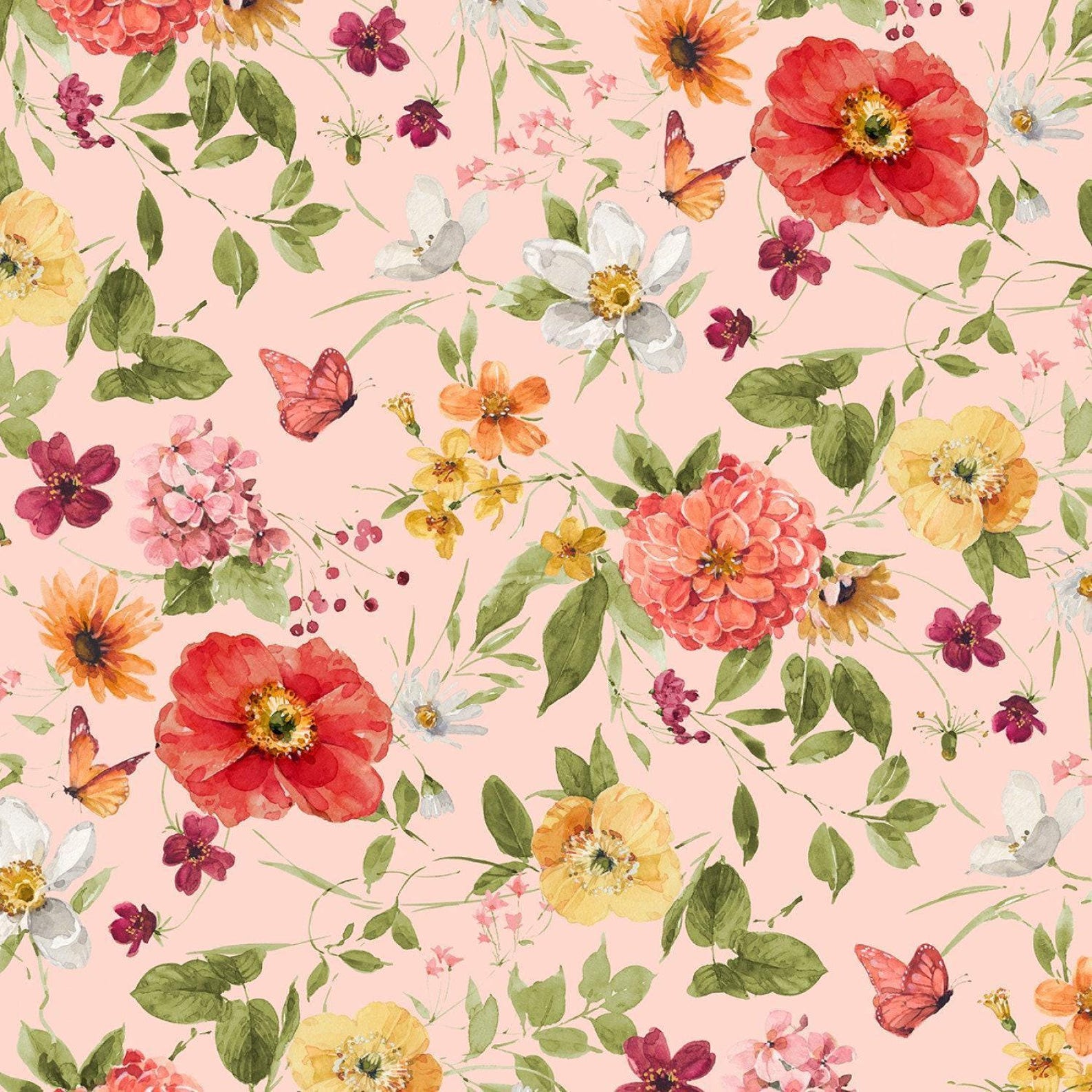 Floral Bird Fabric - Blessed by Nature Collection - Wilmington Prints ...