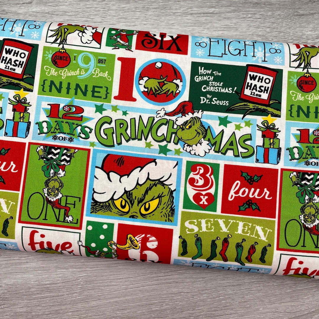Grinch Fabric - Patch Holiday Dr. Seuss - Robert Kaufman - How the ...