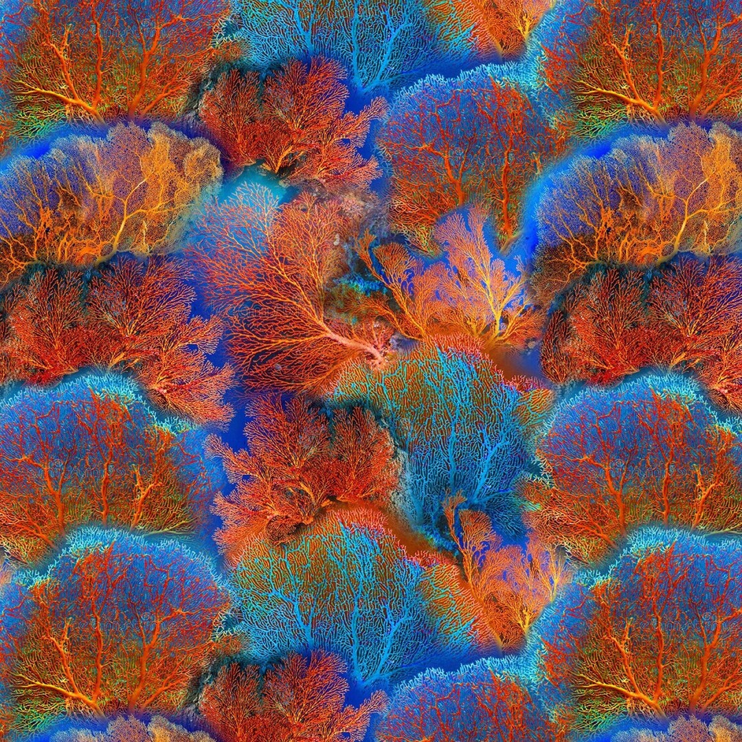 Ocean Coral Fabric Michael Miller Jewels of the Sea 100% Cotton Sea ...