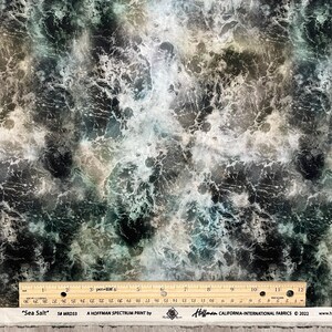 Ocean Fabric by the Yard - Sea Salt - Hoffman - Waves Stone Green - 100 ...