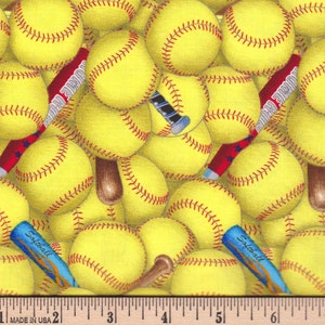 Softball Fabric by the Yard Sports Collection 100% Cotton Fabric From ...