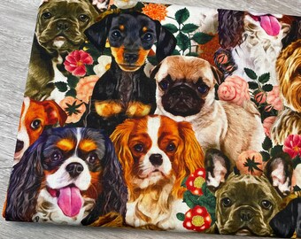 Dog Fabric American Cocker Spaniel Silhouette Dog Breeds Stack Fire Red ...