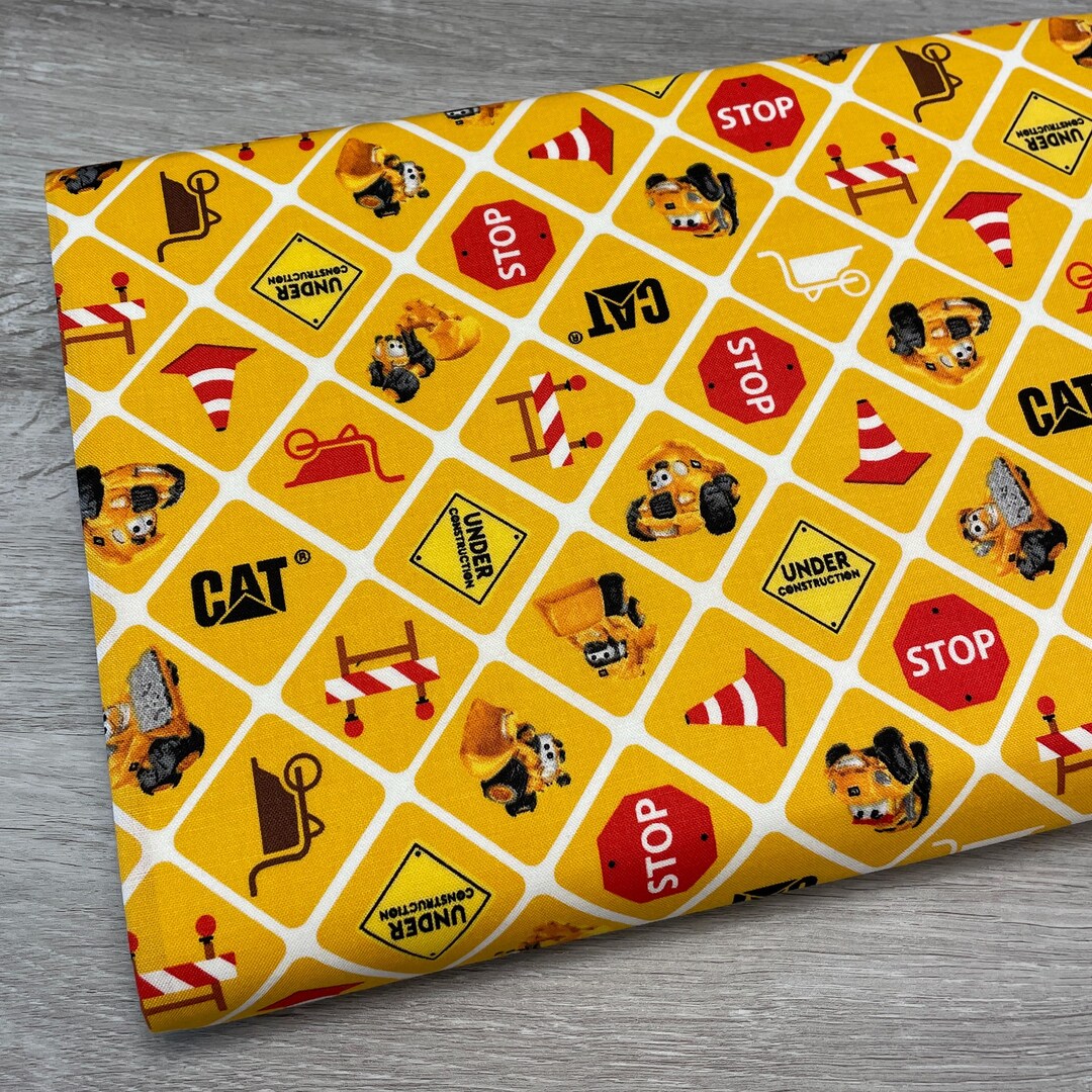 Construction Signs CAT Building Crew Signs Yellow for Riley Blake ...