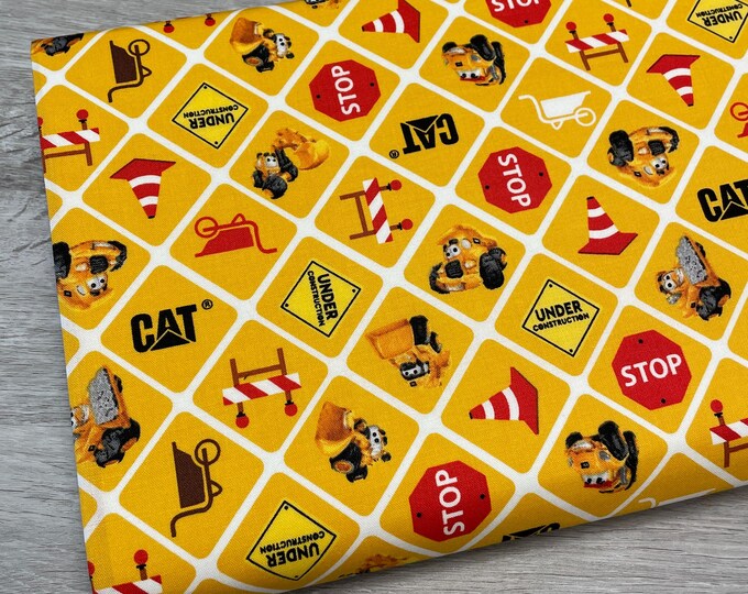 Construction Signs - CAT Building Crew Signs Yellow - for Riley Blake ...